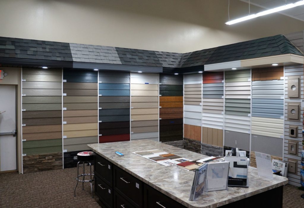 Siding sample displays - Marcus Lumber